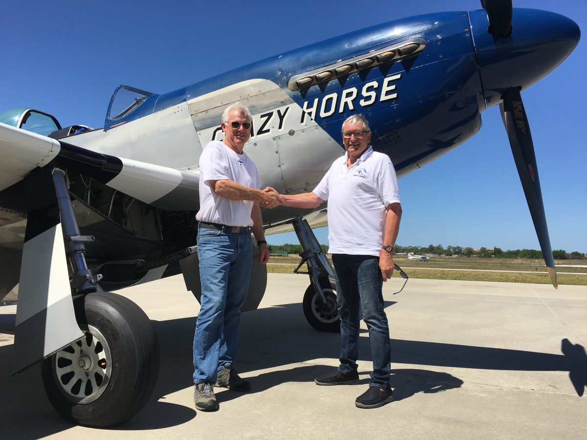 Sharing Stallion 51's Mustang cockpit with Lee Lauderback. - Stallion 51